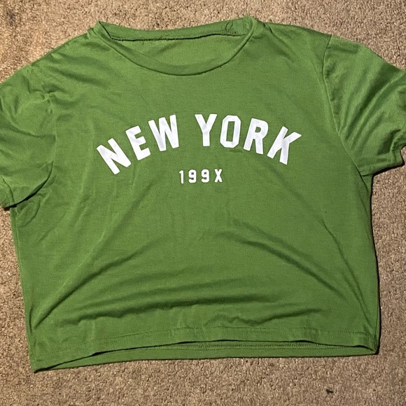 SHEIN | Tops | Green And White New York 99x Shirt | Poshmark